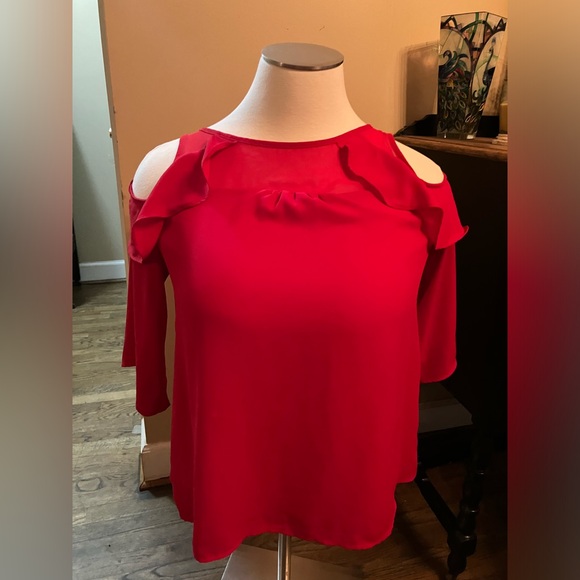 NYC | Tops | Nyc Soho Red Cold Shoulder Blousexleuc | Poshmark